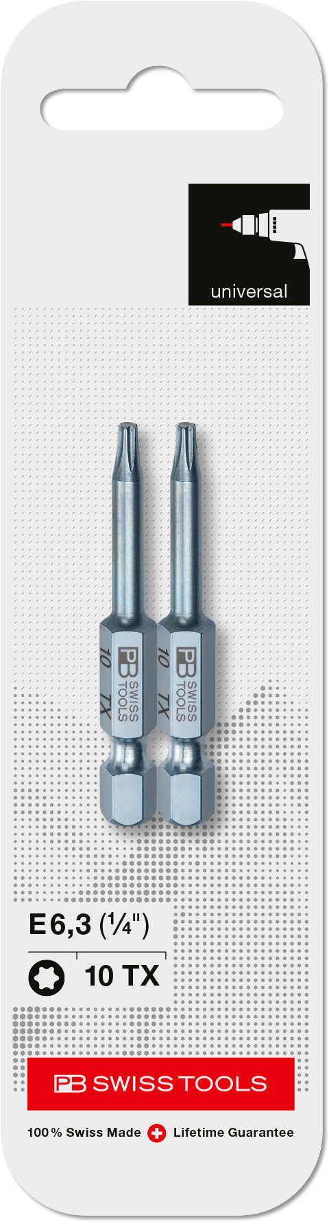 Wholesale PB Swiss Torx PrecisionBit TX10 Design E 6.3 (1/4") 2 Pack Online | OzSwiss European Tools