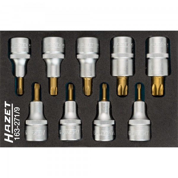 Hazet 9 Pce 1/2" Screwdriver Socket Set Torx 163-271/9 Modular Insert Tray For Sale Online ...