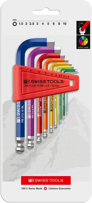Wholesale PB Swiss 212.H-10 RainBow Hex Key L-Wrench 9 Pce Set Ball-Point in Blister Pack Online ...