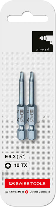 Wholesale PB Swiss Torx PrecisionBit TX10 Design E 6.3 (1/4") 2 Pack Online | OzSwiss European Tools