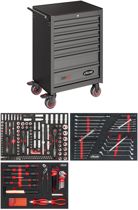 Wholesale Vigor 164 Piece Tool Trolley Series M with Assortment V2379N ...