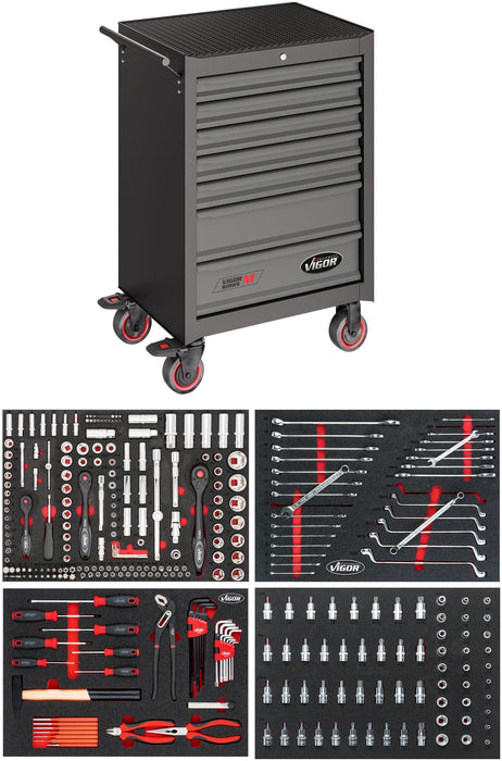 Wholesale Vigor 228 Piece Tool Trolley Series M with Assortment V2712N ...