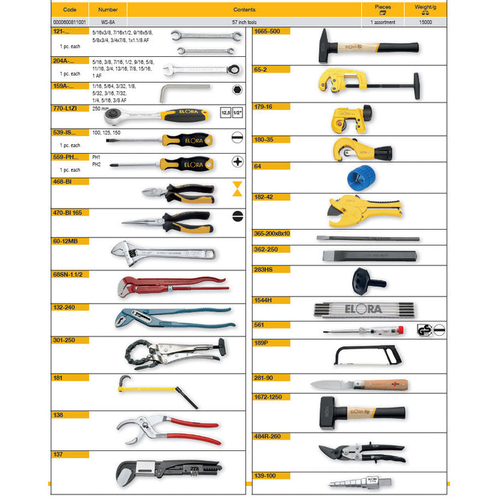 Wholesale Elora Tool Assortment 57 Pce WS-8A Online | OzSwiss European ...